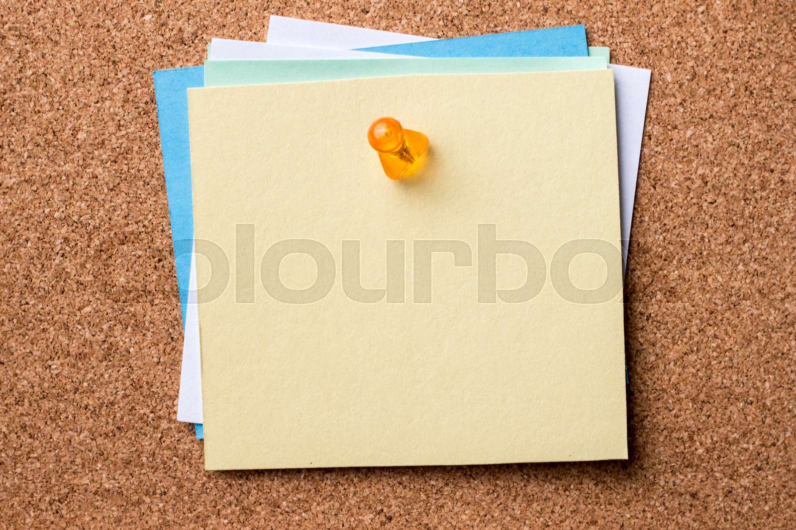 Blank papers pinned on bulletin board | Stock image | Colourbox