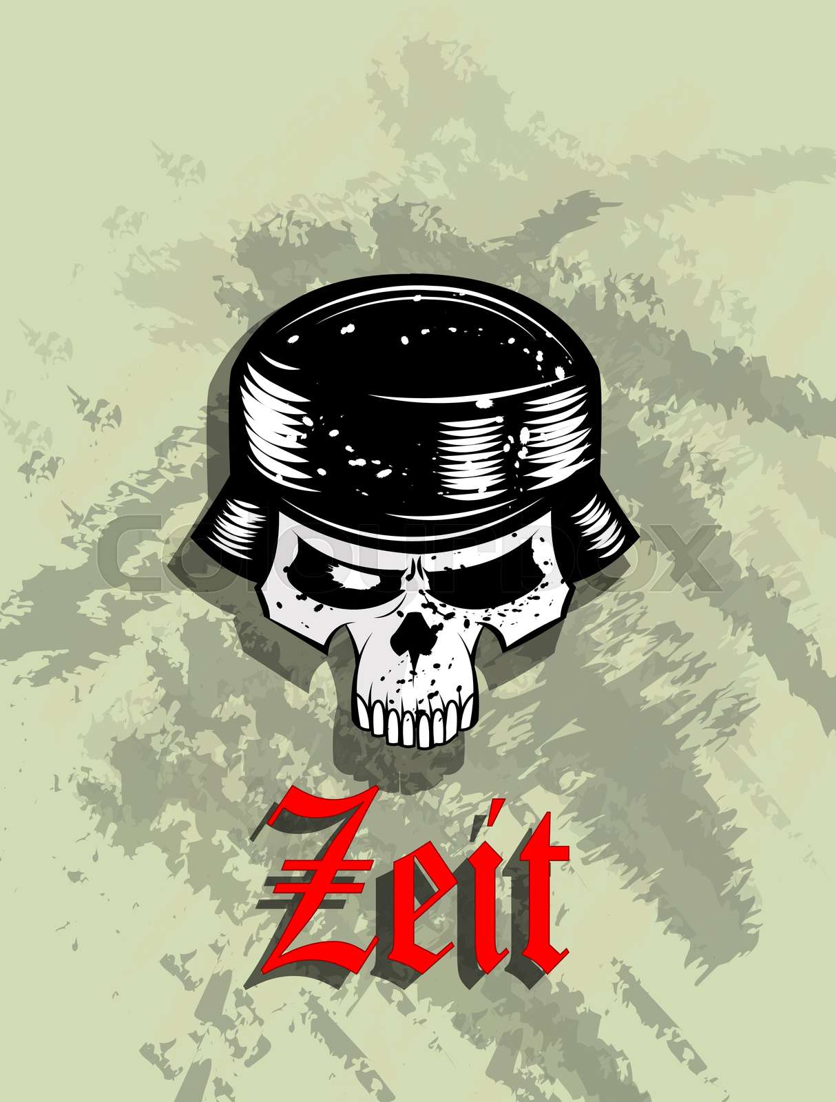 Skull in helmet of german soldier | Stock vector | Colourbox