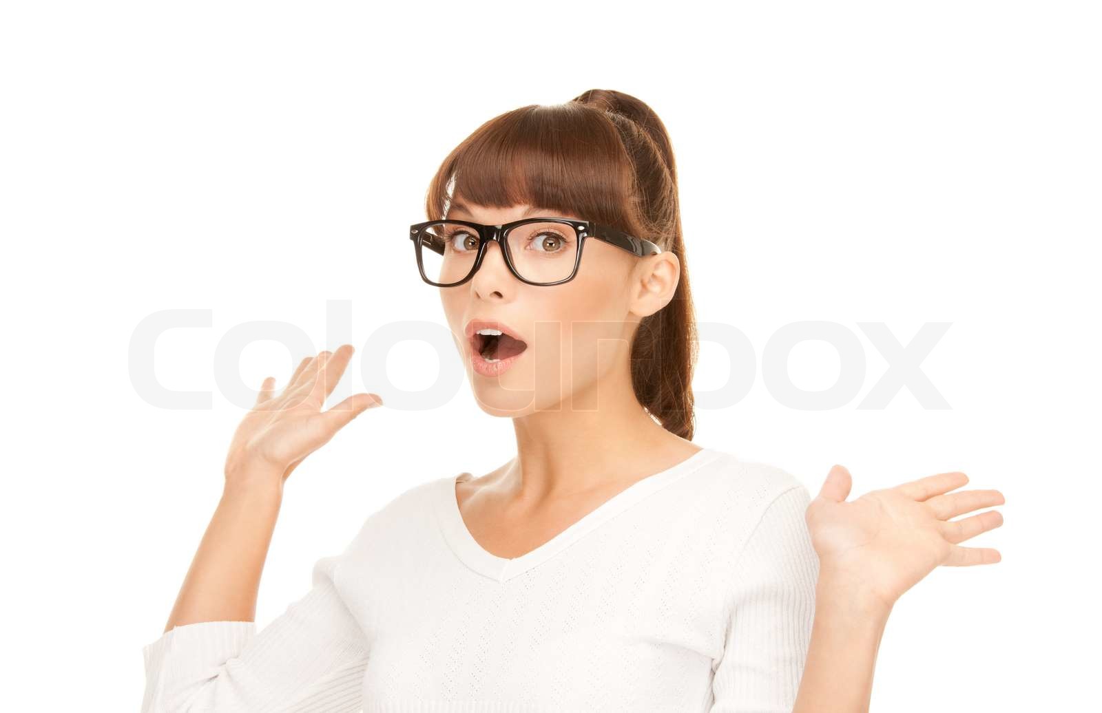 picture of woman with facial expression of surprise | Stock image ...
