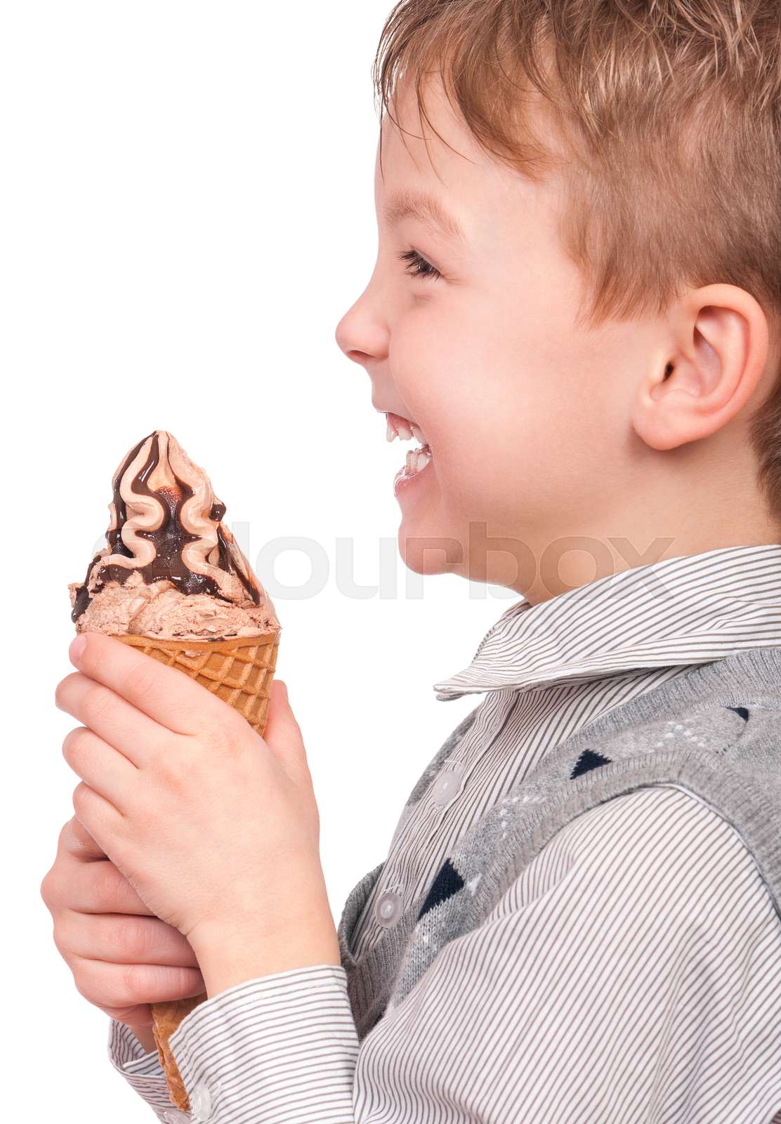 Little boy with ice cream cone | Stock image | Colourbox