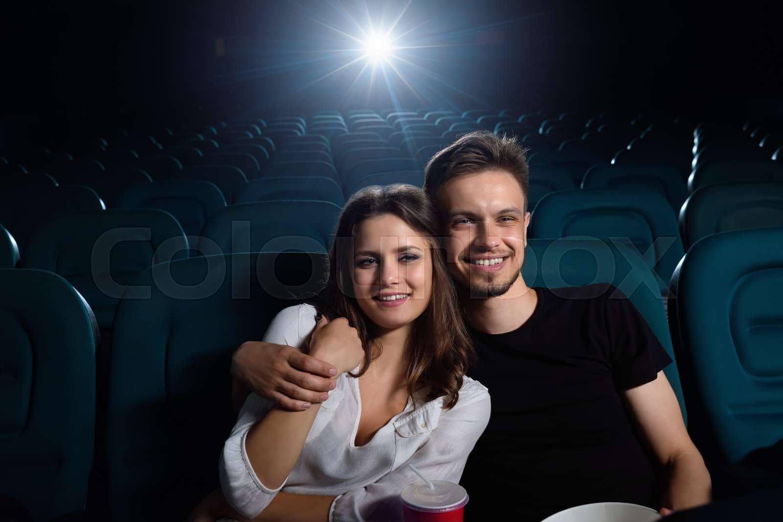 Lovely couple at the movie theatre | Stock image | Colourbox
