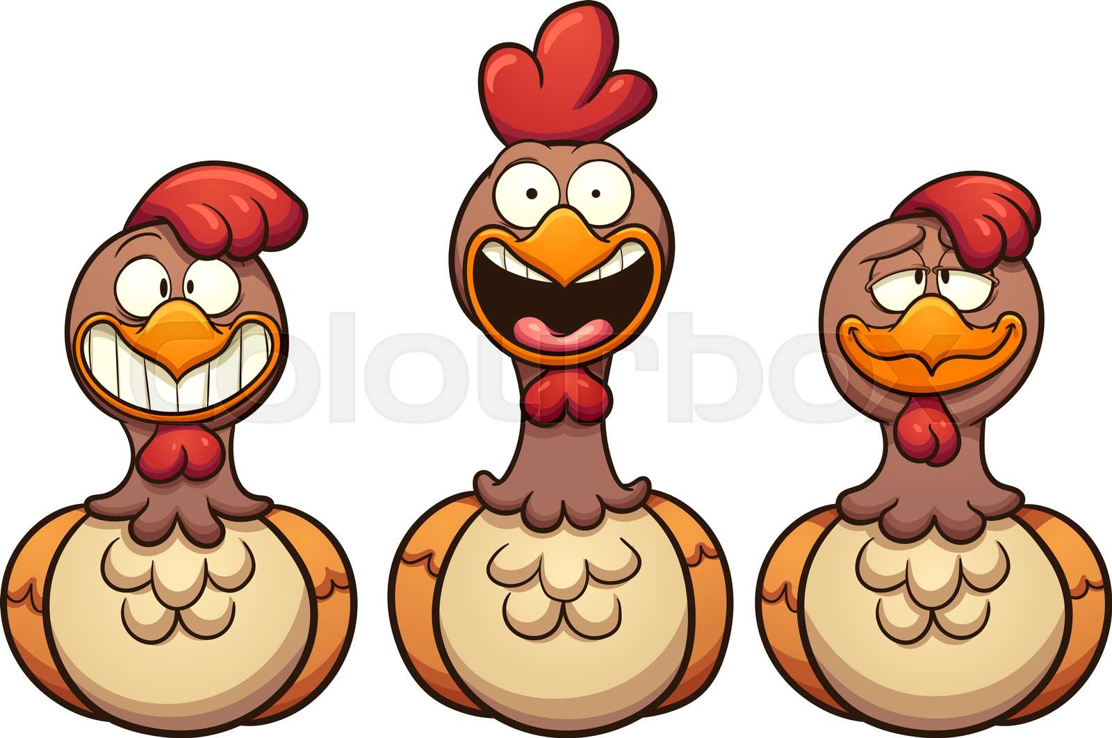 Happy hens | Stock vector | Colourbox