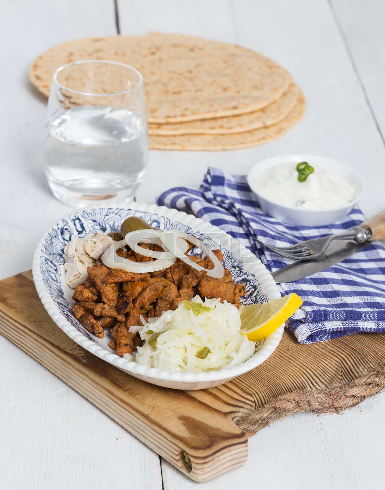 gyros, fleisch, brot | Stock Bild | Colourbox