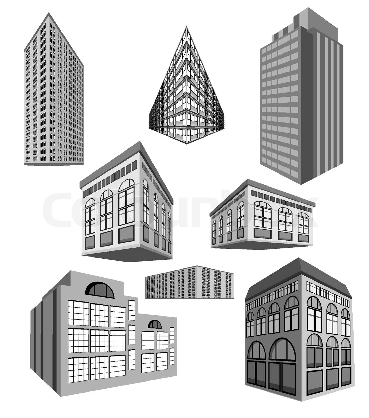 vector set of buildings | Stock vector | Colourbox