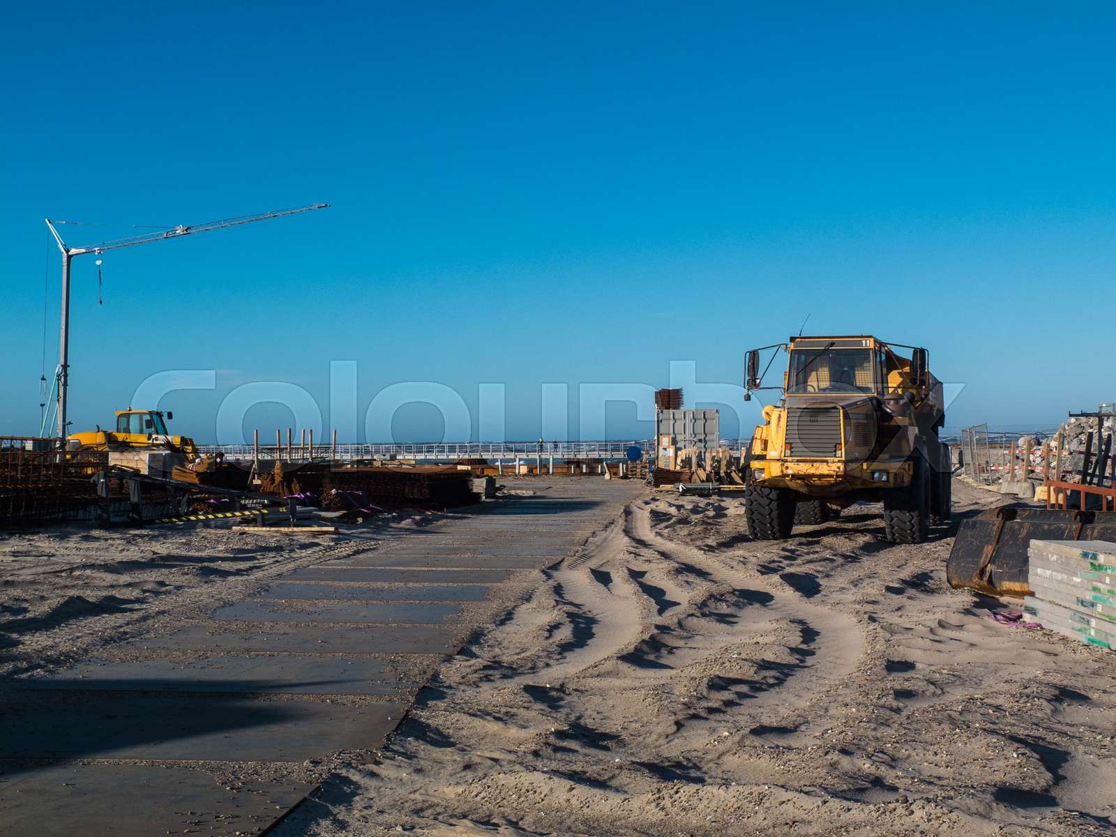 beach with construction work | Stock image | Colourbox
