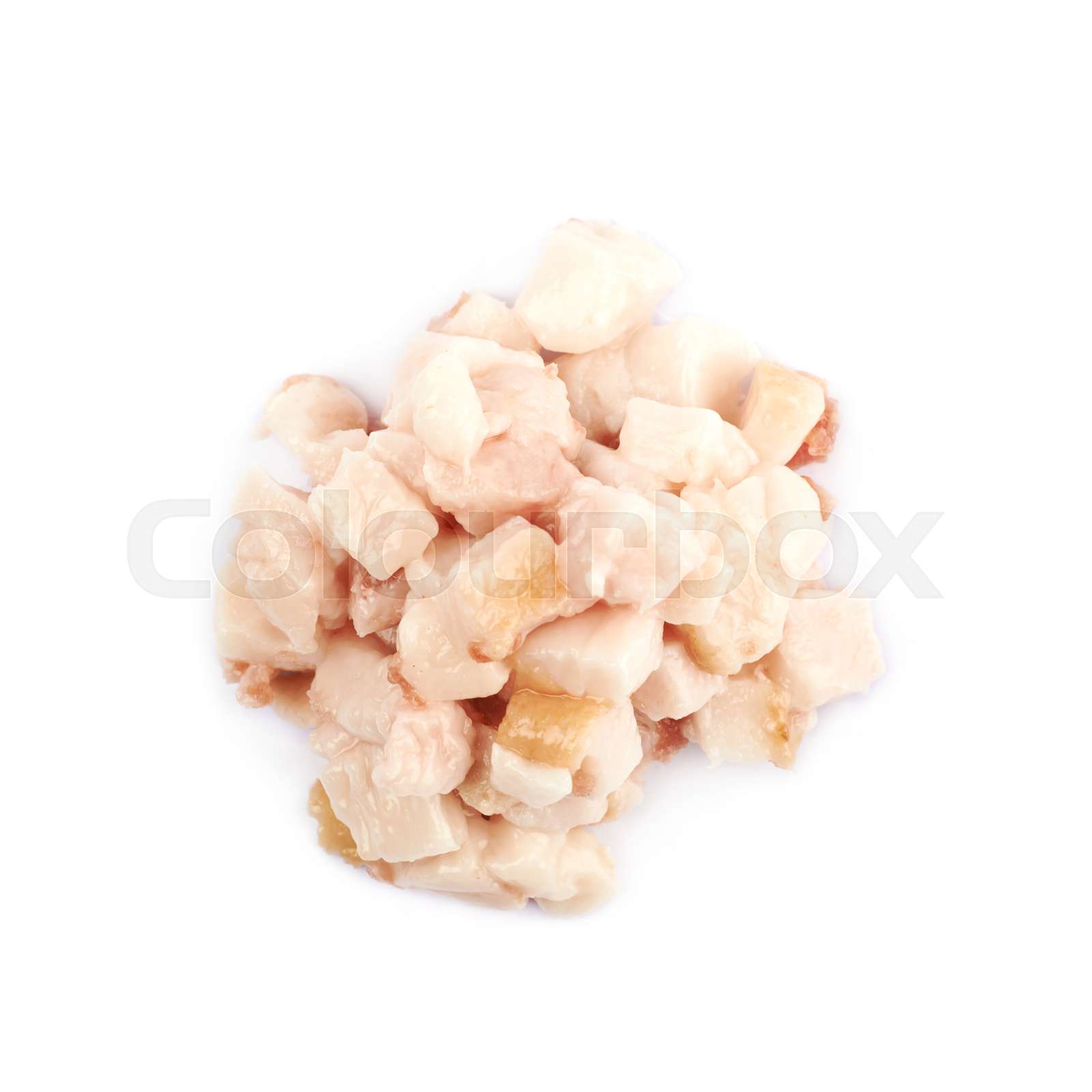 Pile of bacon fat cubes isolated | Stock image | Colourbox