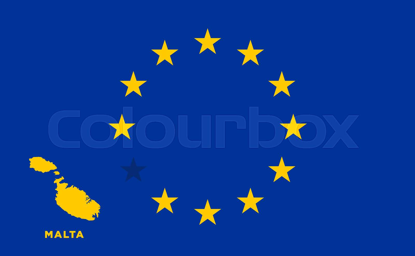 EU flag with Malta country. European Union membership Malta | Stock ...