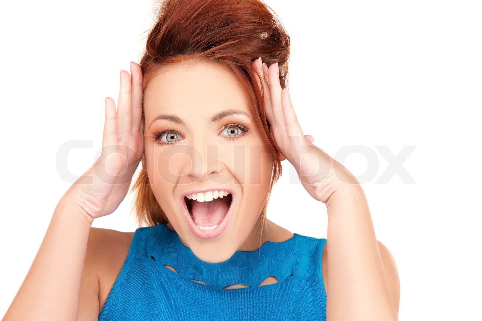 picture of woman with facial expression of surprise | Stock image ...