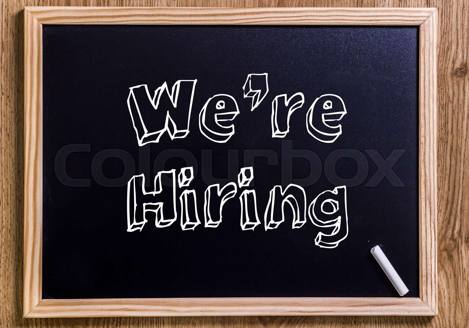 We’re hiring - New chalkboard with 3D outlined text | Stock image ...
