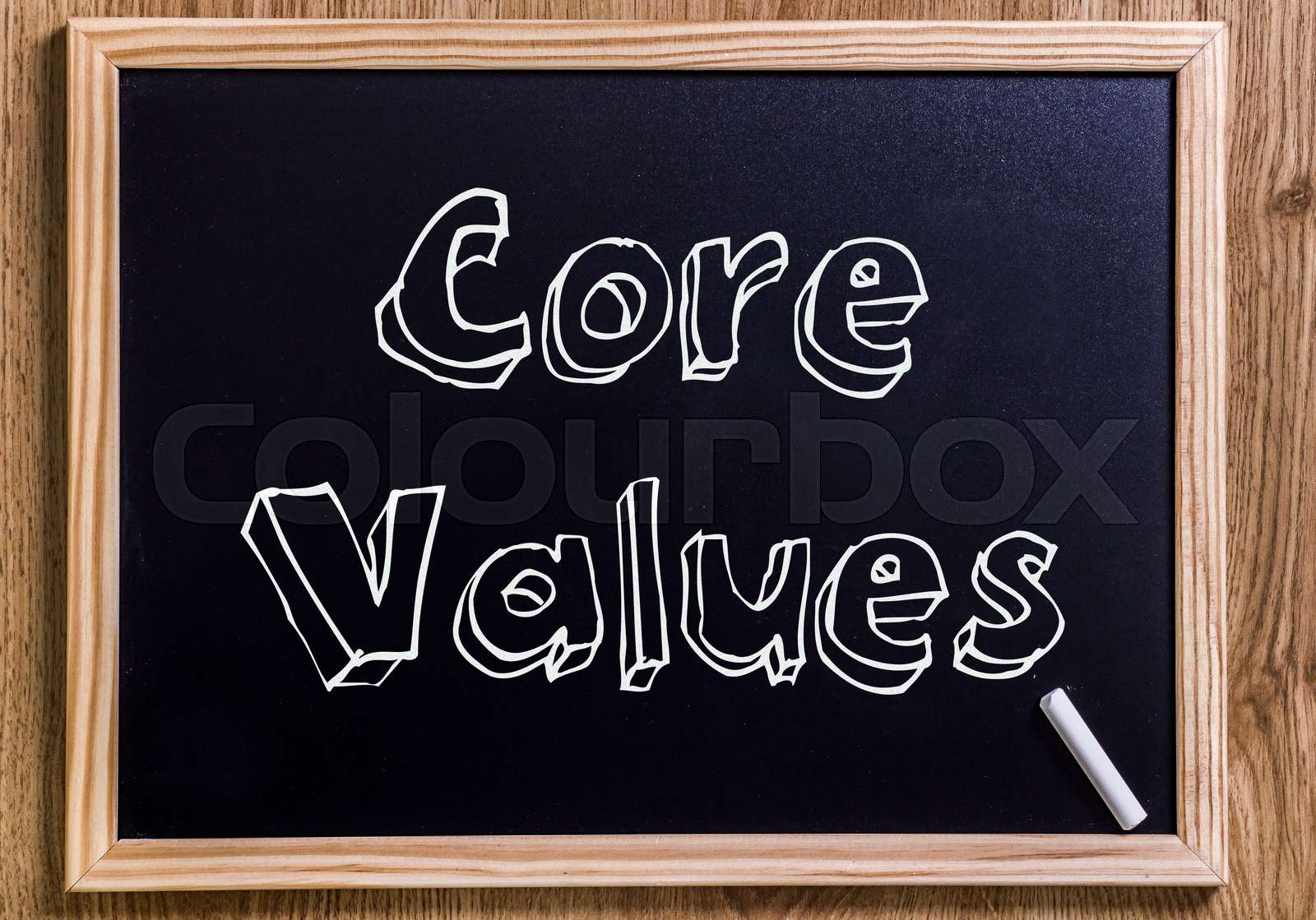 Core Values - New chalkboard with 3D outlined text | Stock image ...