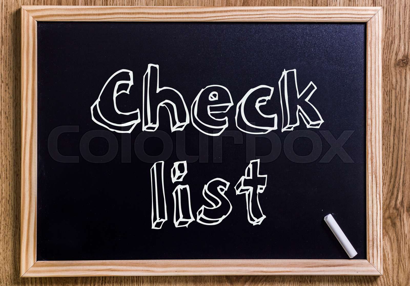Check list - New chalkboard with 3D outlined text | Stock image | Colourbox