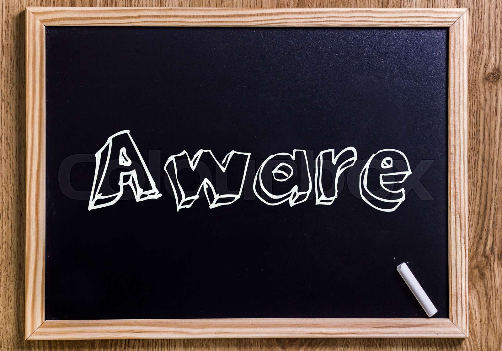 Aware - New chalkboard with 3D outlined text | Stock image | Colourbox