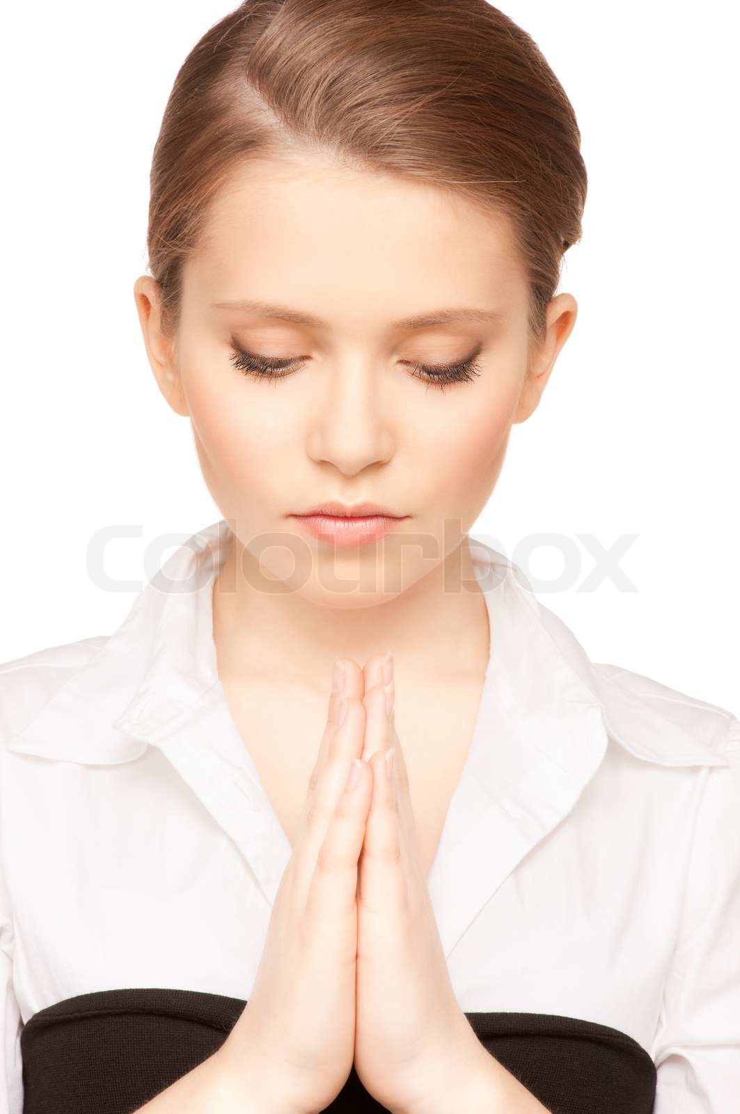 picture of praying teenage girl over white | Stock image | Colourbox