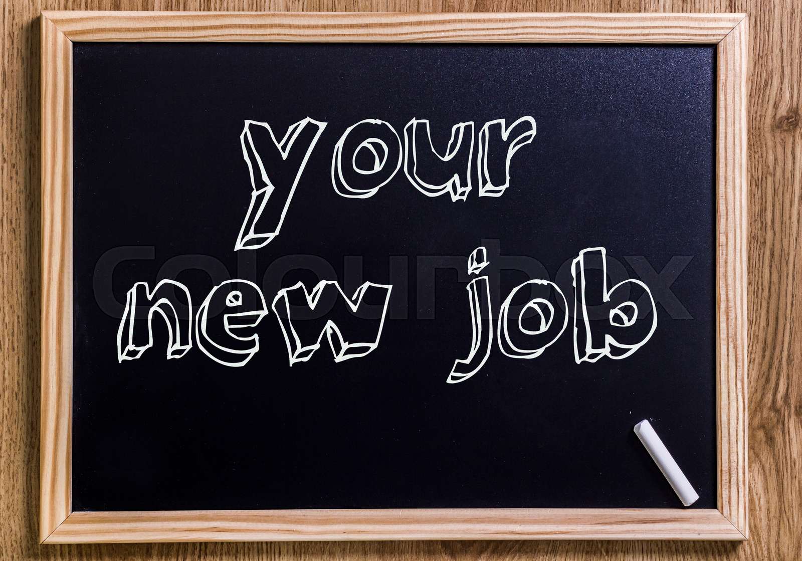 Chalkboard with text "your new job" - New chalkboard with 3D outlined ...