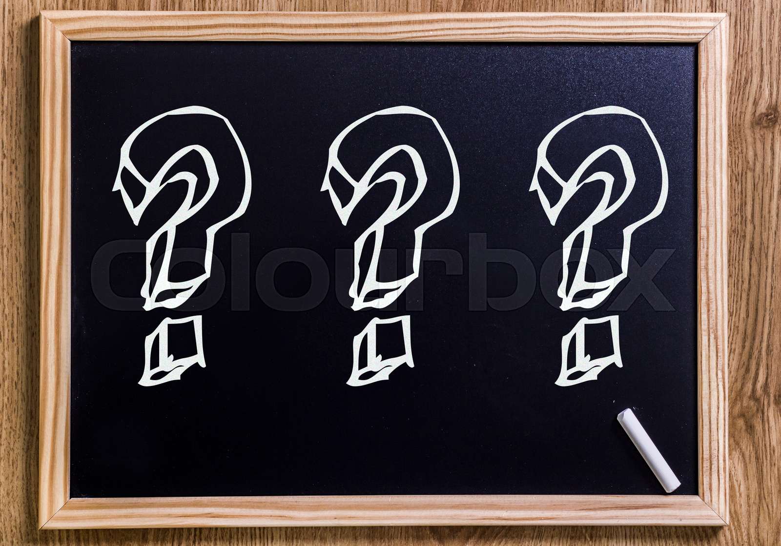 Three question mark - New chalkboard with 3D outlined text | Stock ...
