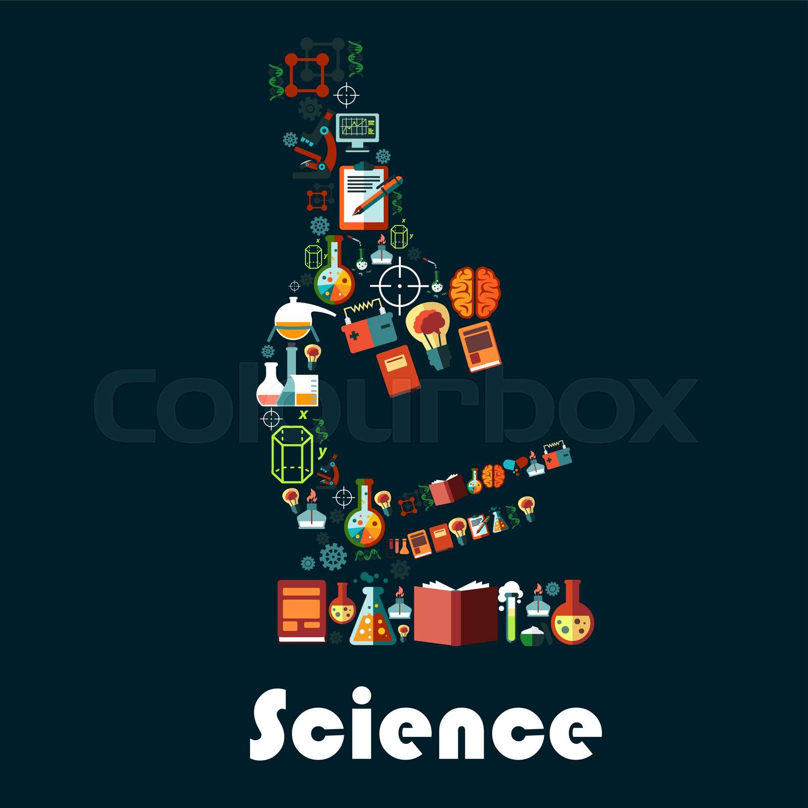 Science poster with microscope symbol | Stock vector | Colourbox