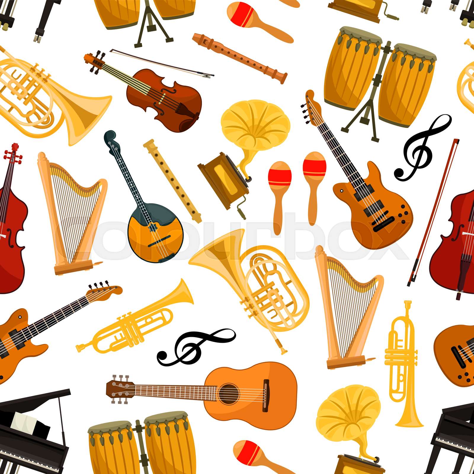 Musical instruments vector seamless pattern | Stock vector | Colourbox