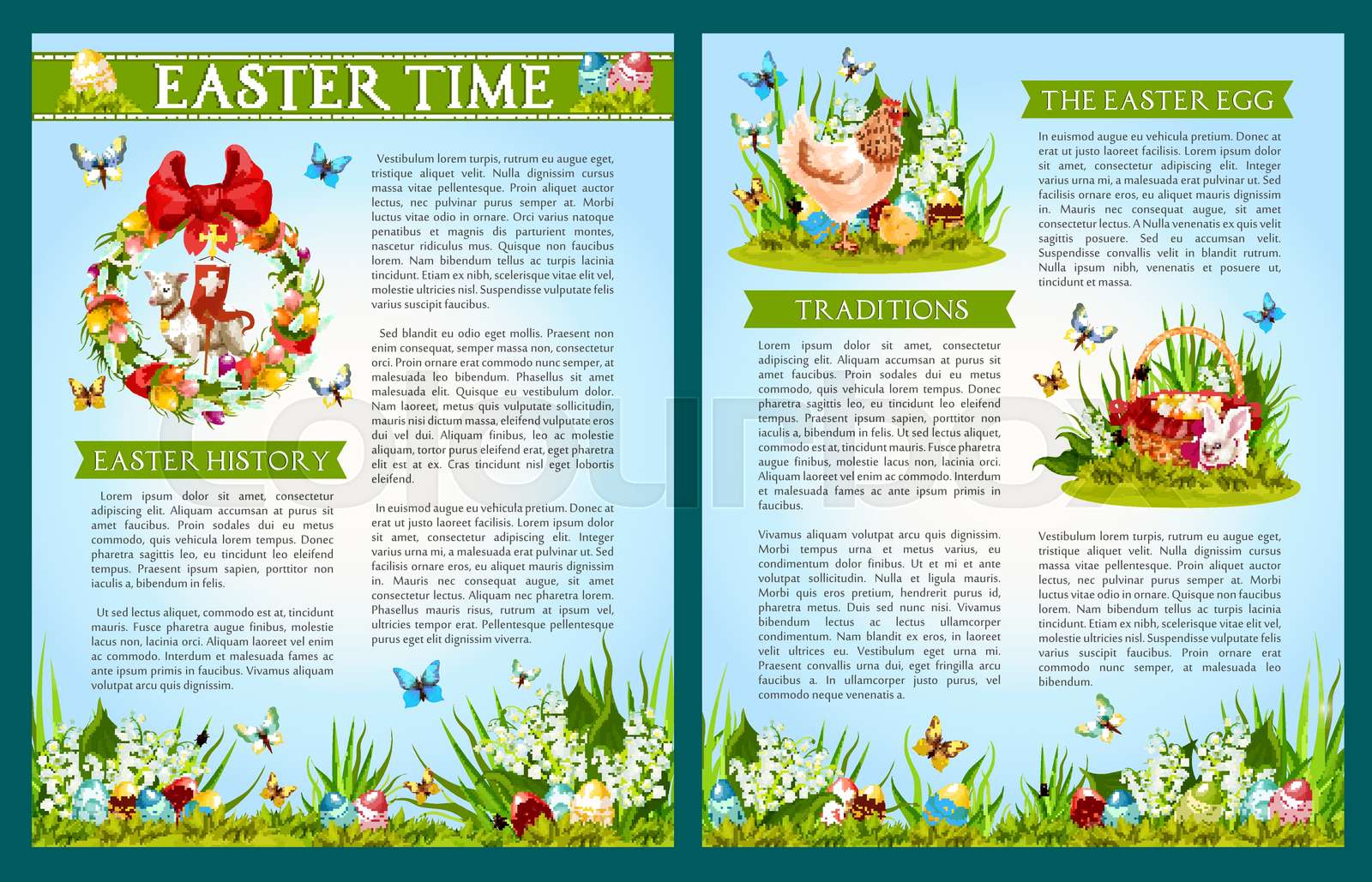 Easter Egg Hunt celebration brochure template | Stock vector | Colourbox