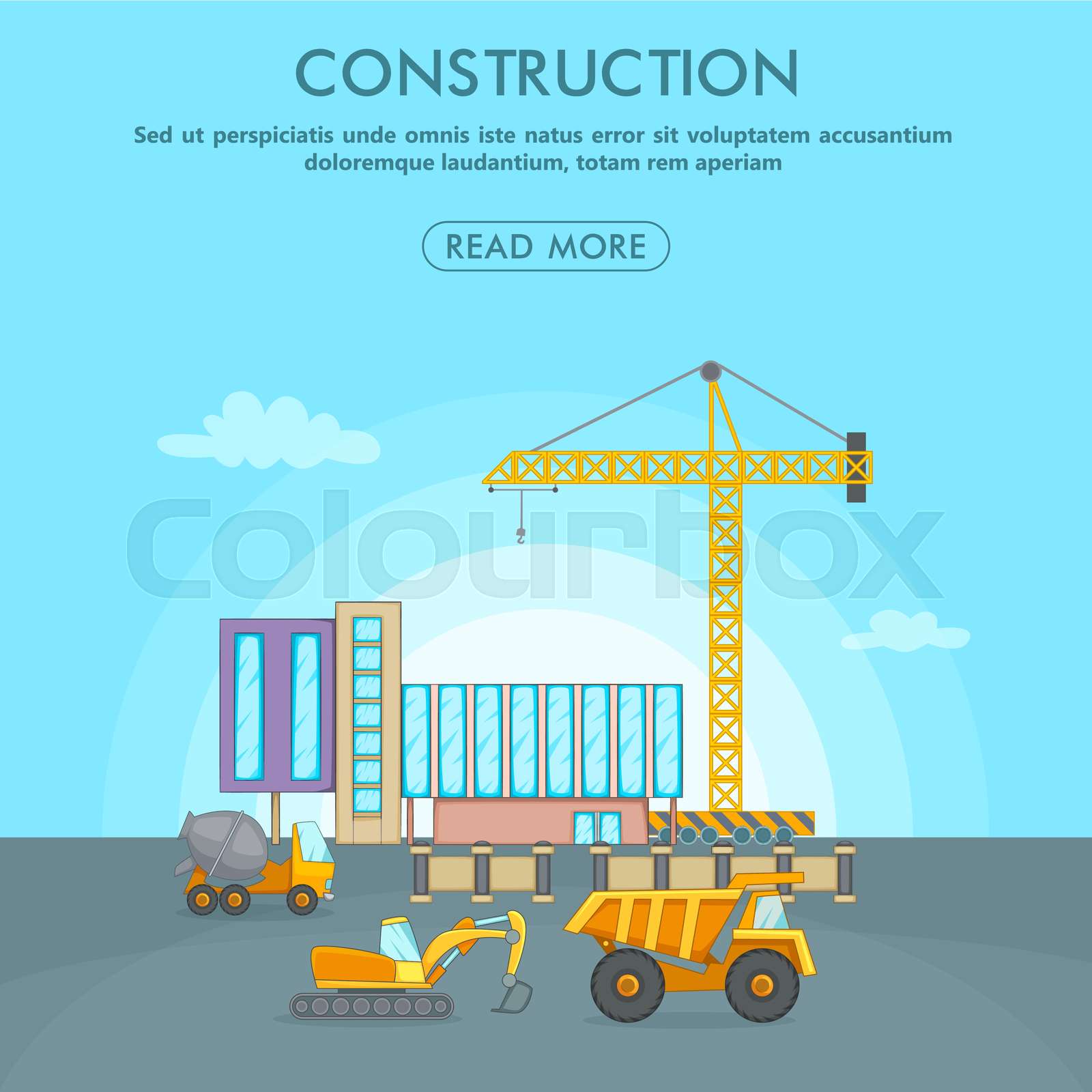 Building process concept area, cartoon style | Stock vector | Colourbox