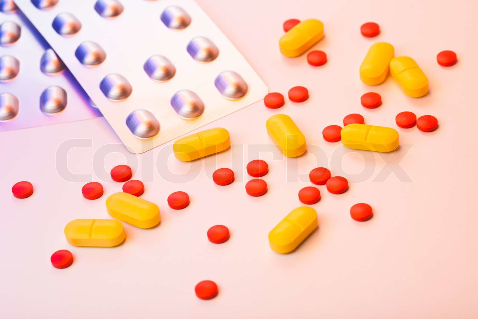 Medicinal pills piled up a bunch of closeup | Stock image | Colourbox