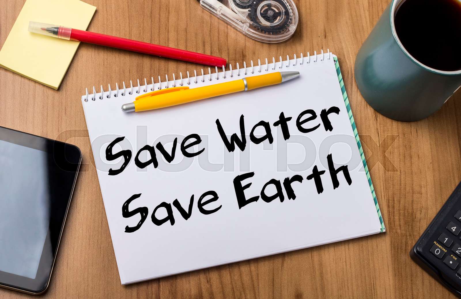 Save Water Save Earth - Note Pad With Text | Stock image | Colourbox