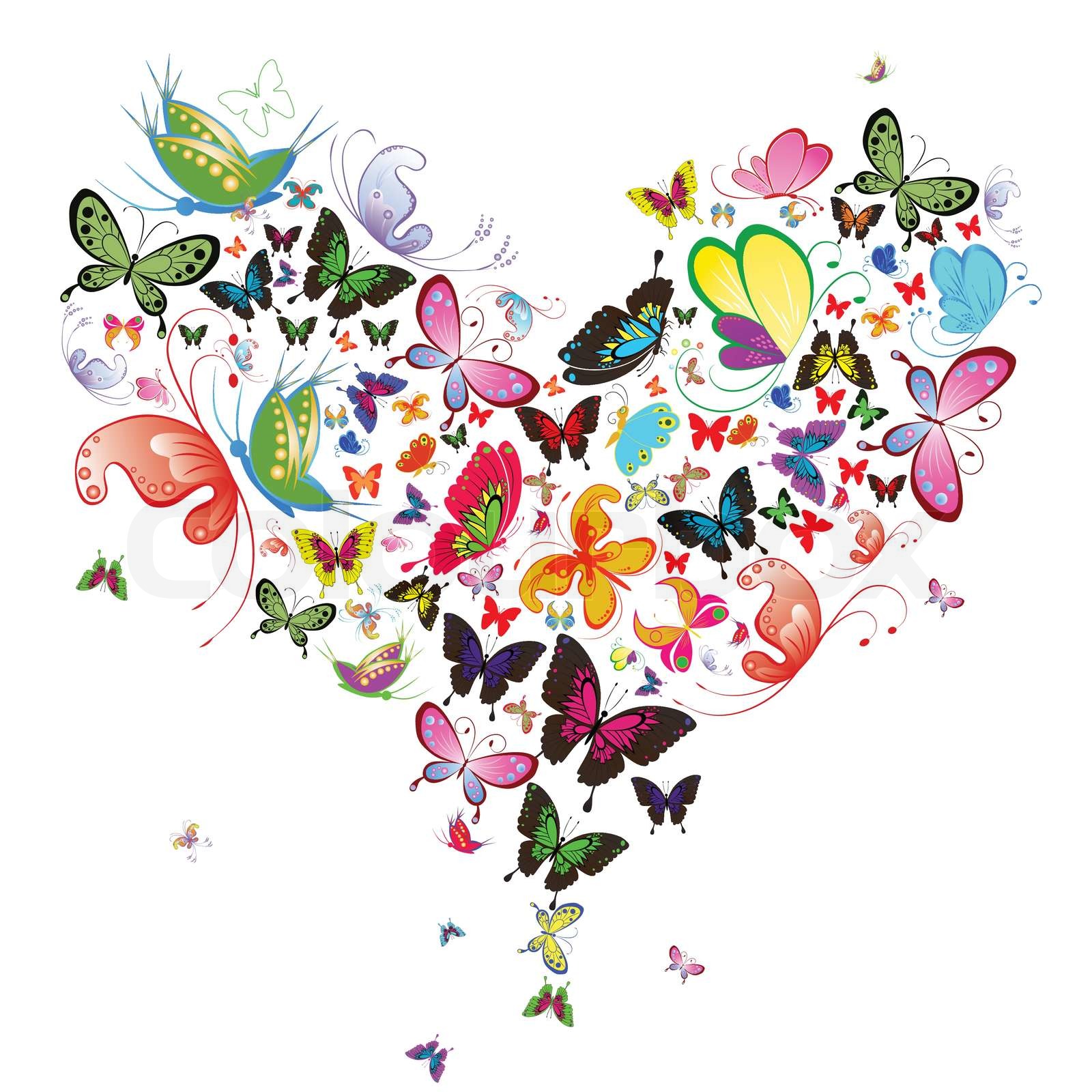 Abstract heart butterfly vector. Art icon, insect. Concept, natural ...