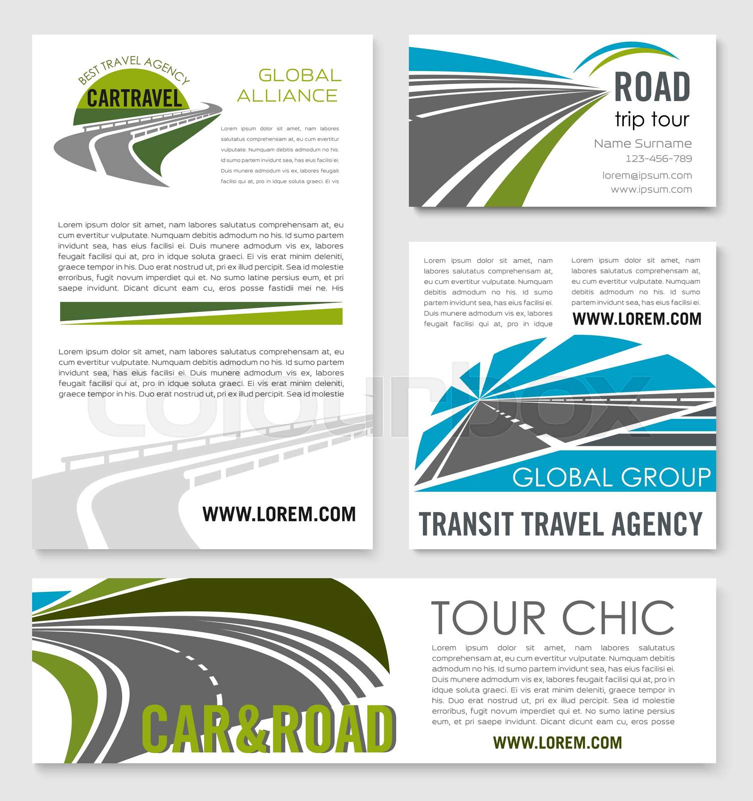 Road trip and car travel banner template set | Stock vector | Colourbox