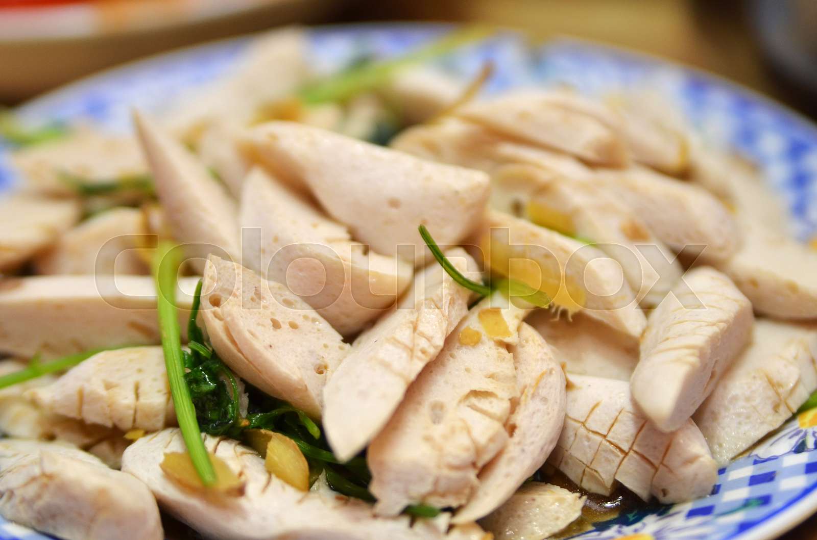 Stir fried pig kidney with garlic | Stock image | Colourbox