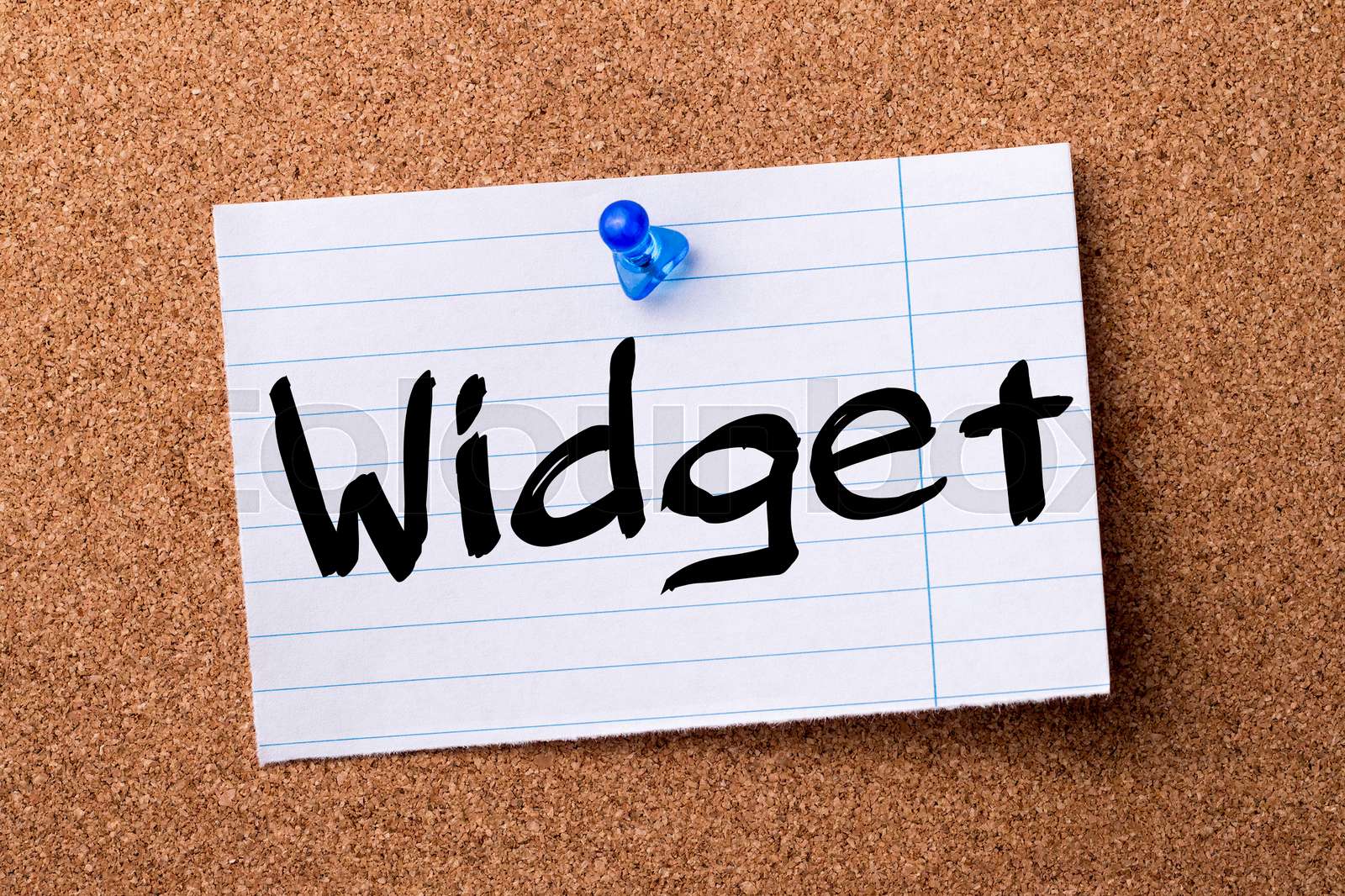 Widget - teared note paper pinned on bulletin board | Stock image ...