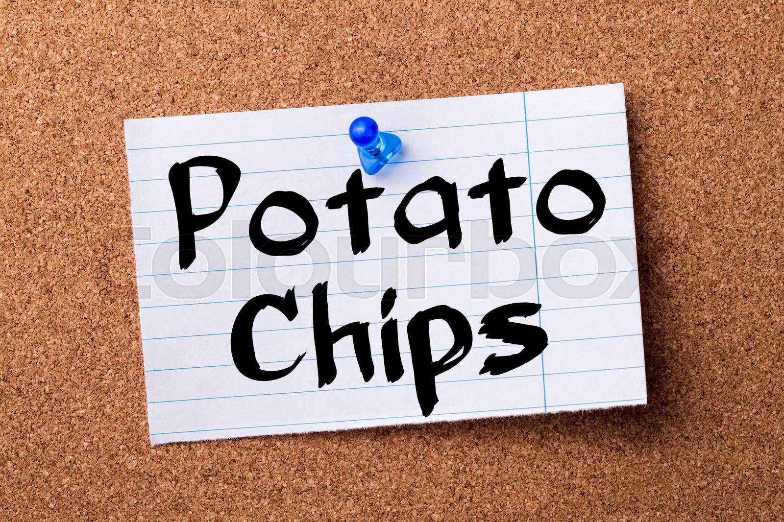 Potato Chips - teared note paper pinned on bulletin board | Stock image ...