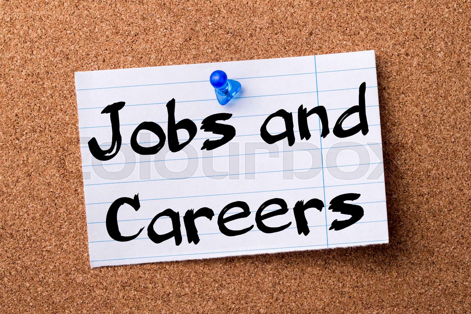 Jobs and Careers - teared note paper pinned on bulletin board | Stock ...
