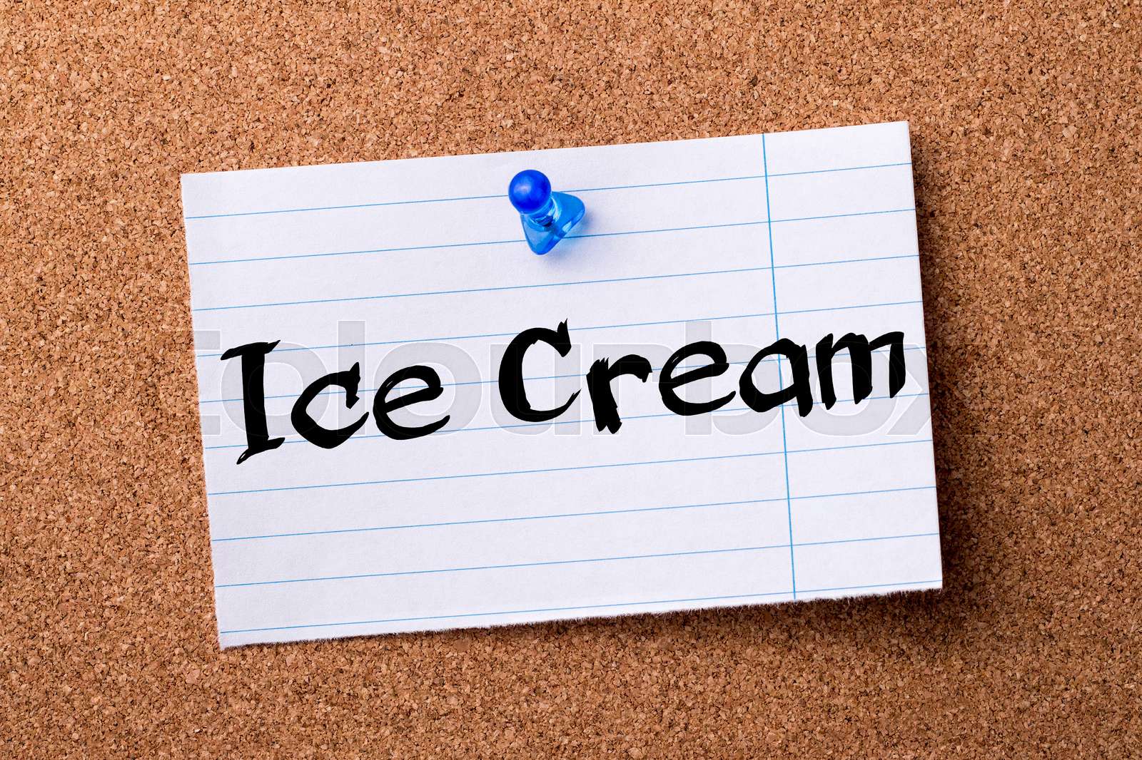 Ice Cream - teared note paper pinned on bulletin board | Stock image ...