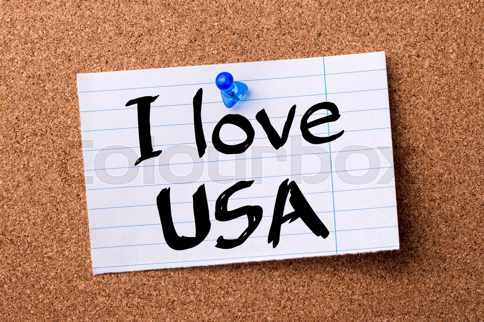 I love USA - teared note paper pinned on bulletin board | Stock image ...