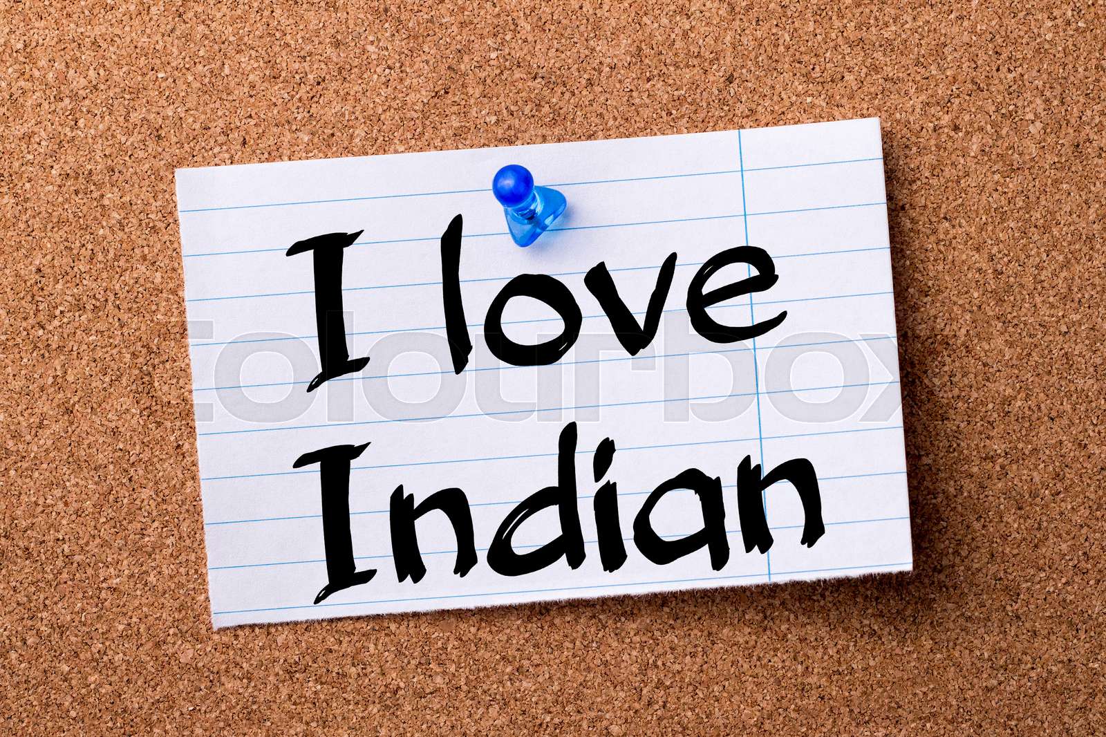I love Indian - teared note paper pinned on bulletin board | Stock ...