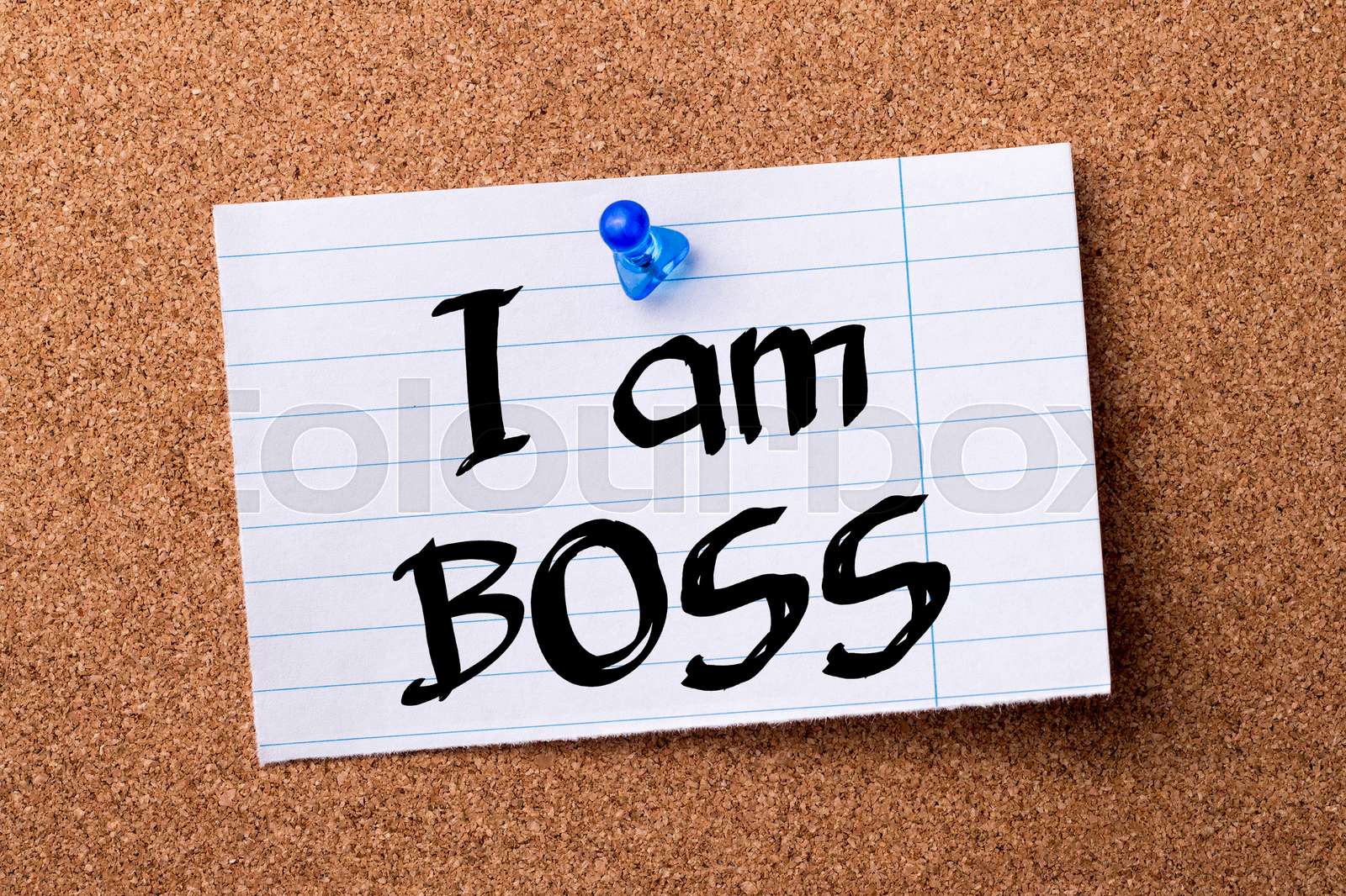I am BOSS - teared note paper pinned on bulletin board | Stock image ...