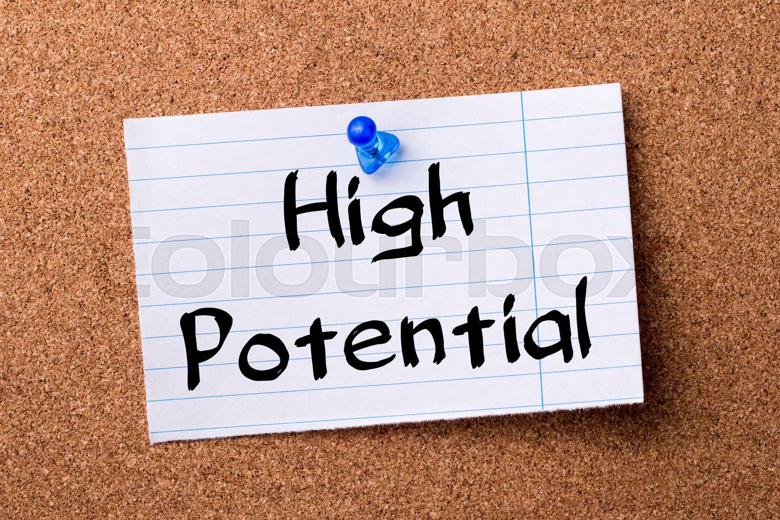 High Potential - teared note paper pinned on bulletin board | Stock ...