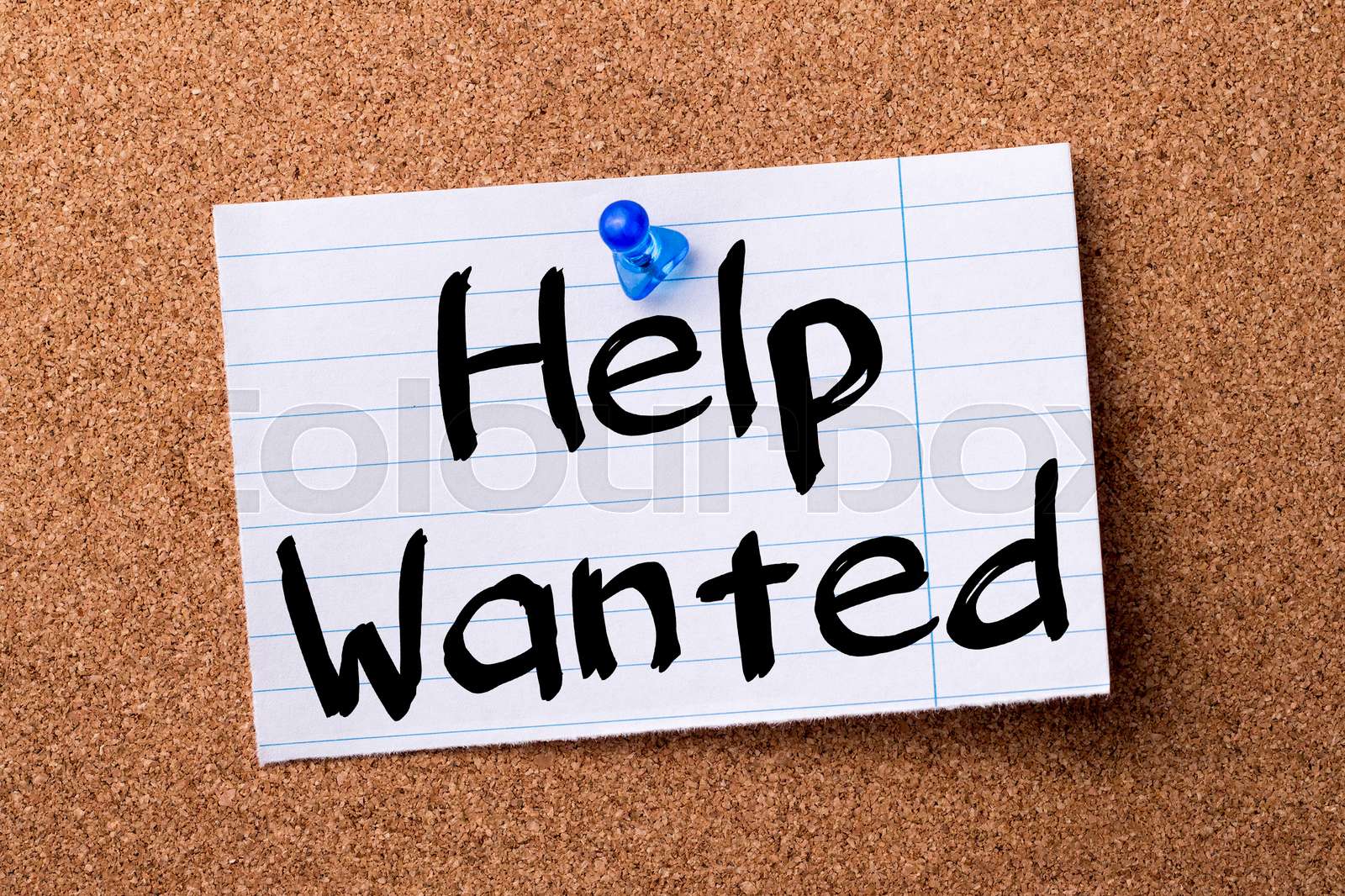 Help Wanted - teared note paper pinned on bulletin board | Stock image ...