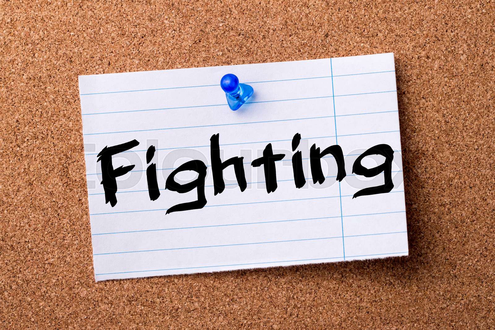 Fighting - teared note paper pinned on bulletin board | Stock image ...