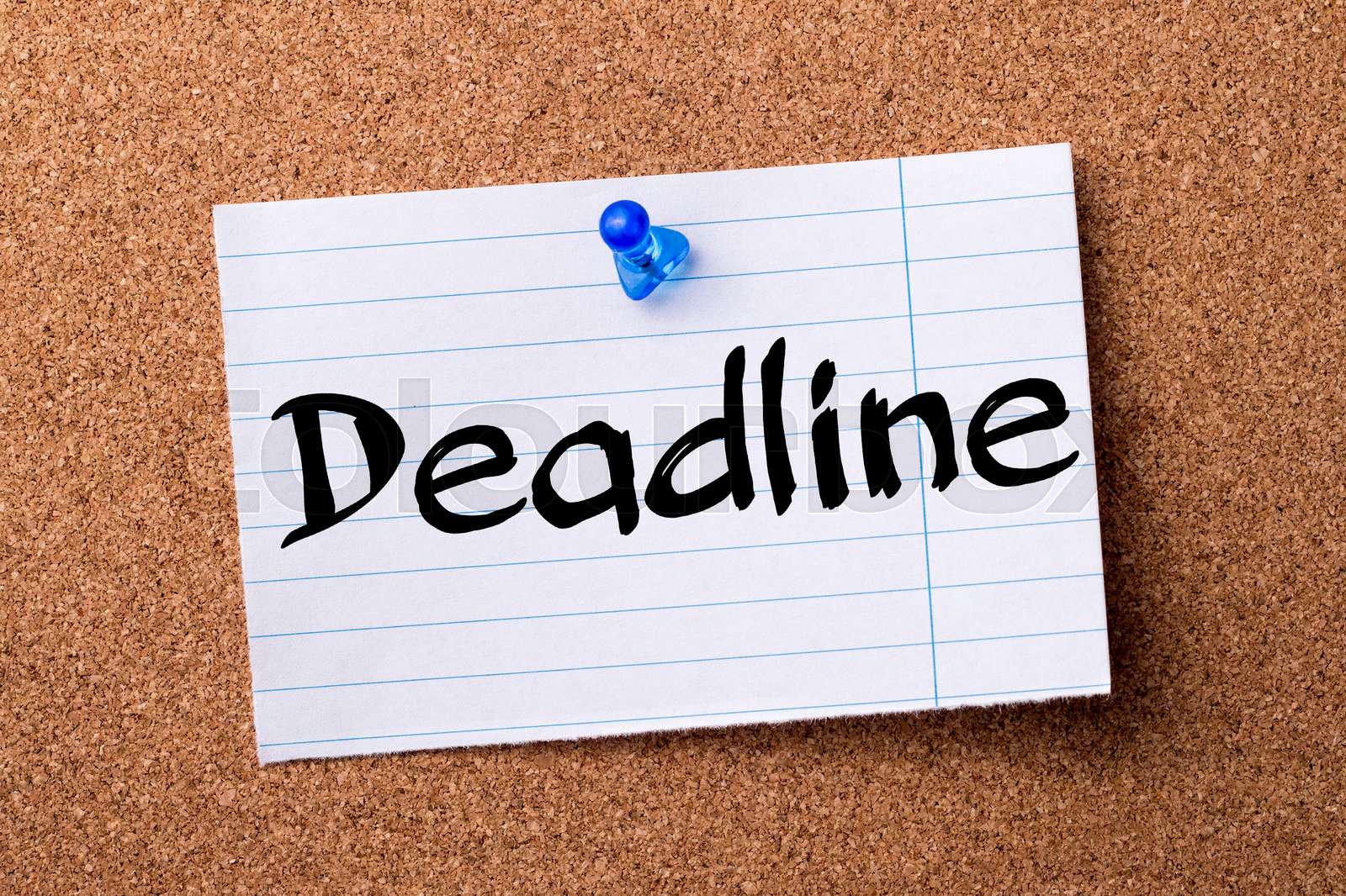 Deadline - teared note paper pinned on bulletin board | Stock image ...