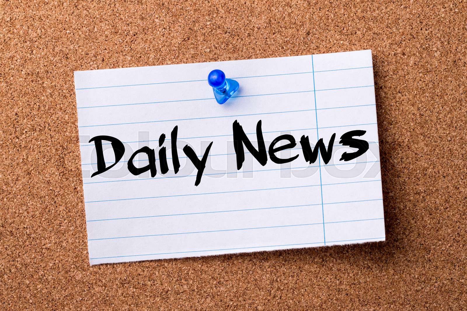 Daily News - teared note paper pinned on bulletin board | Stock image ...