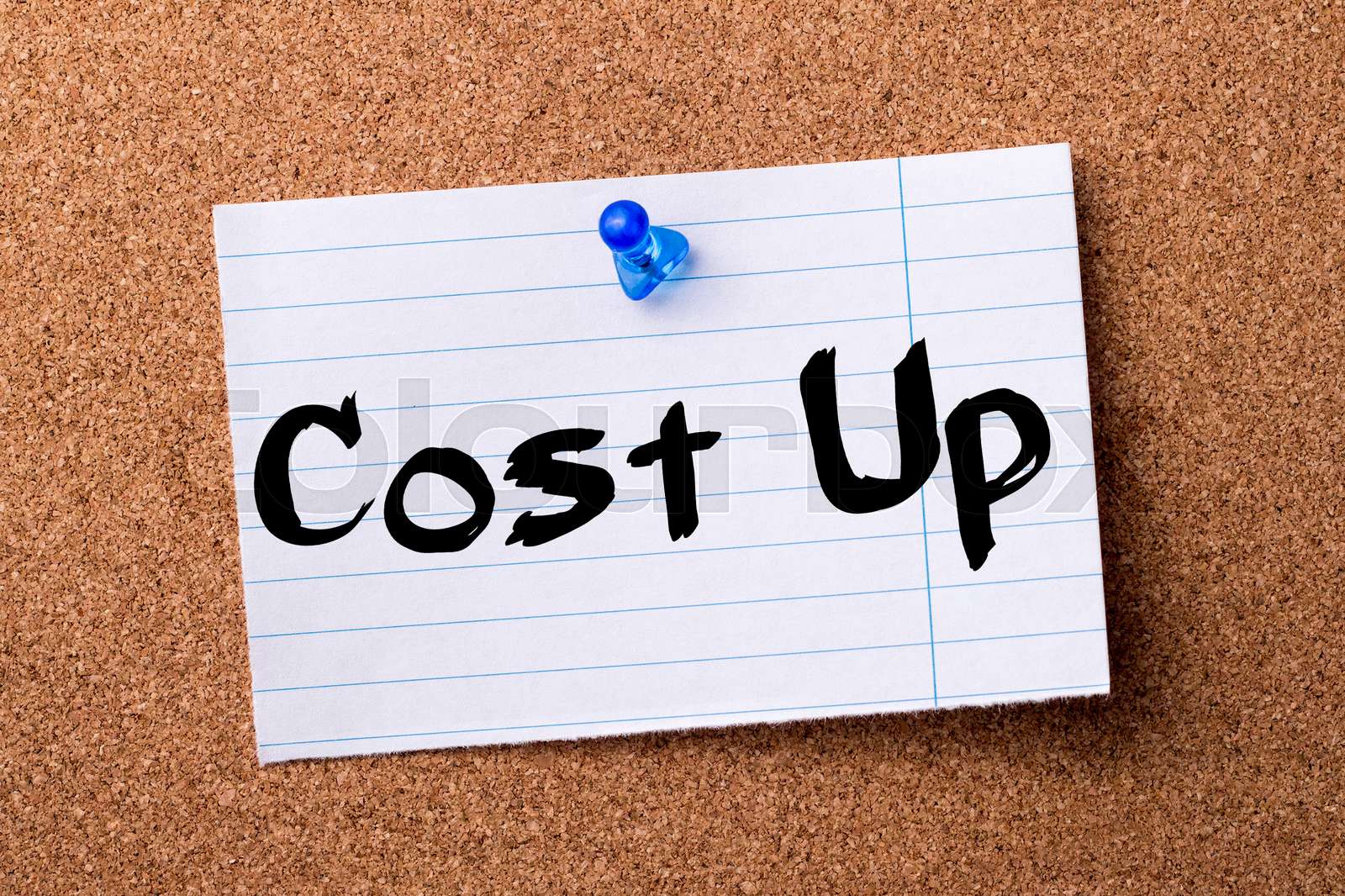 Cost Up - teared note paper pinned on bulletin board | Stock image ...
