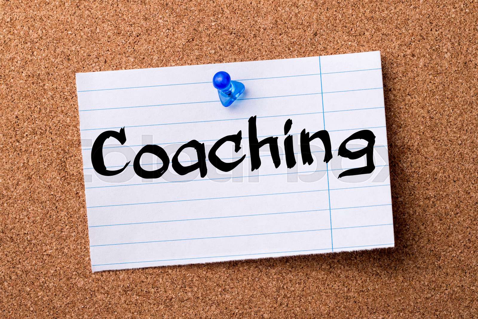 Coaching - teared note paper pinned on bulletin board | Stock image ...