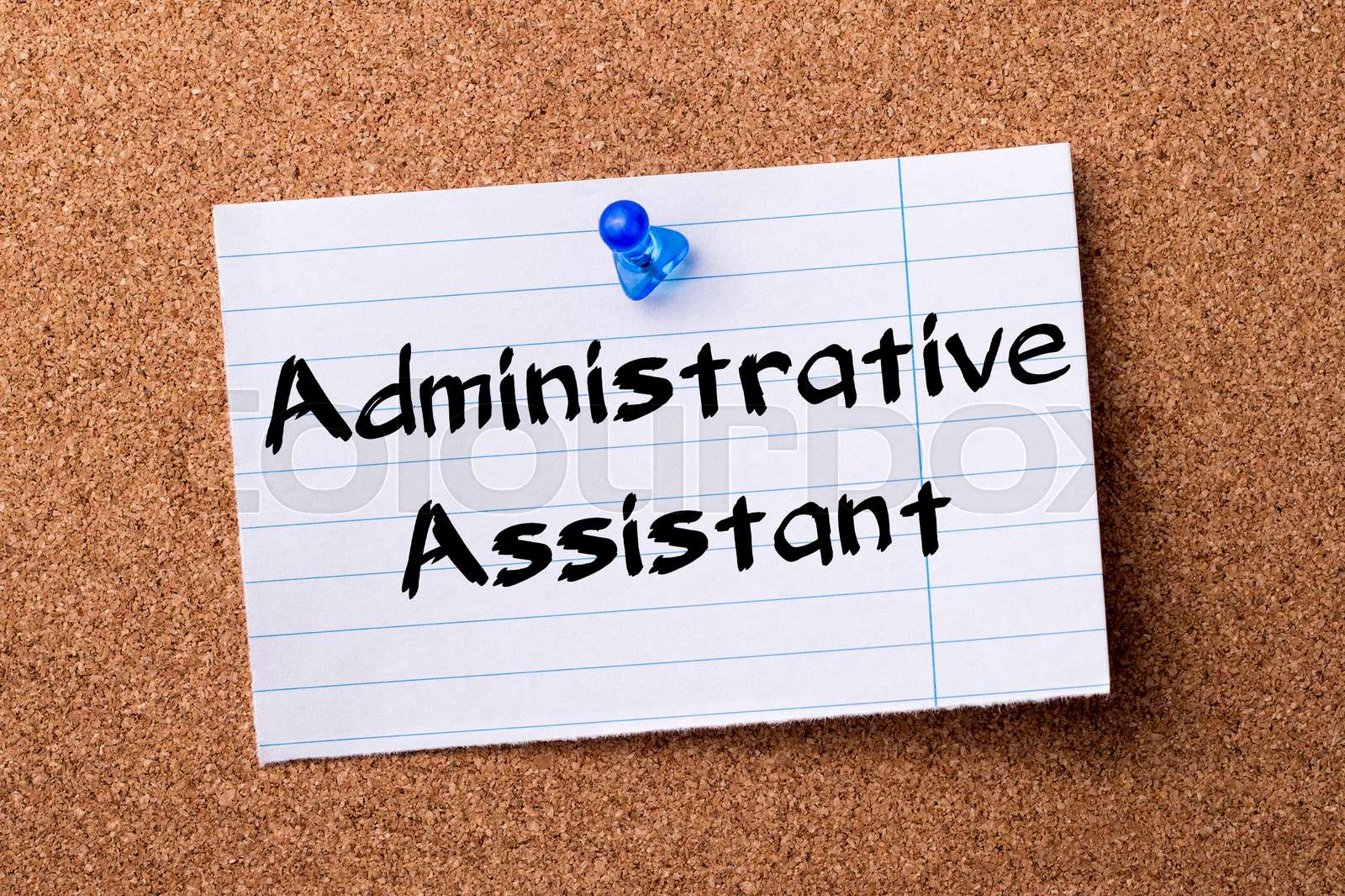 Administrative Assistant - teared note paper pinned on bulletin board ...