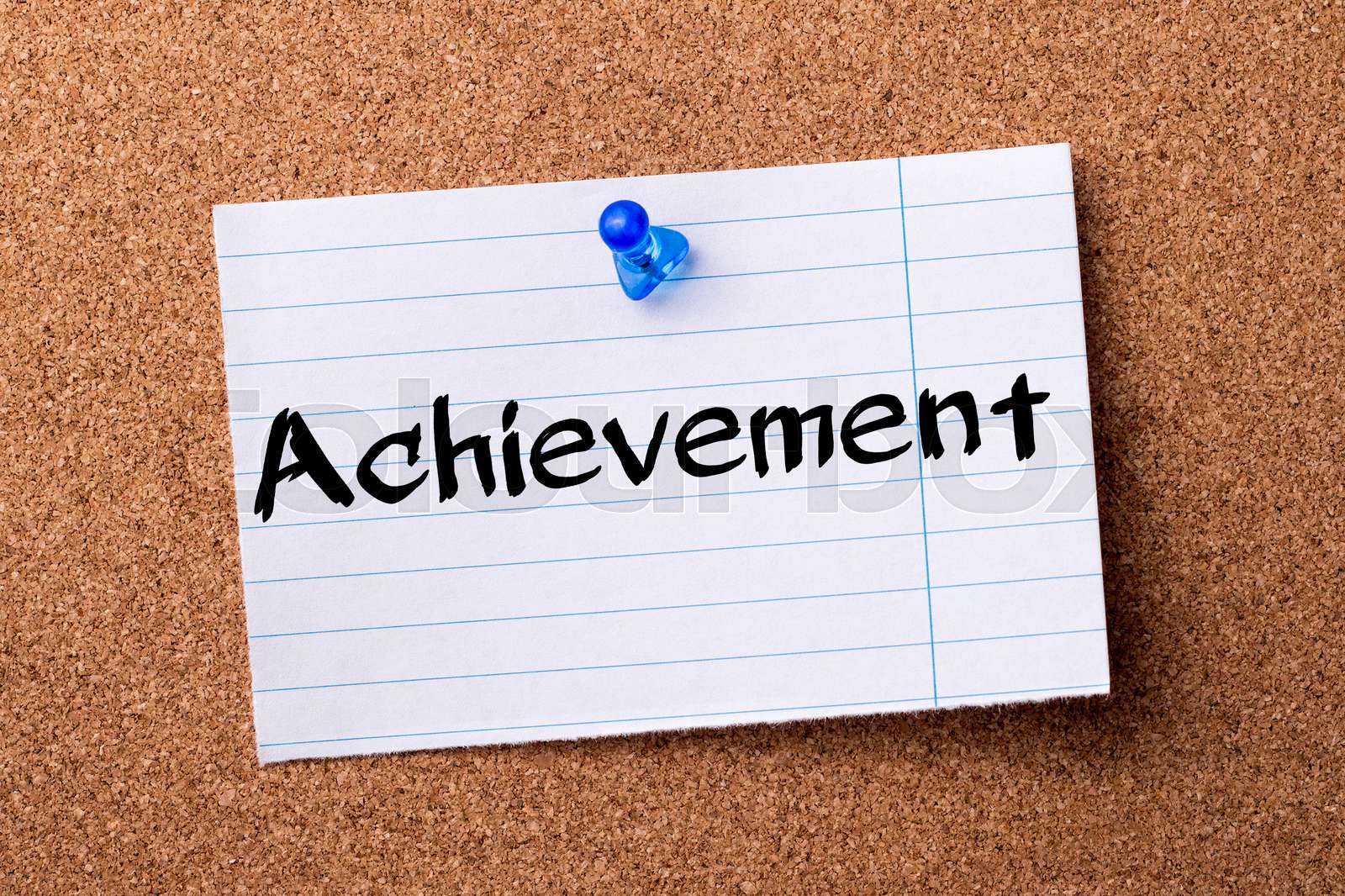 Achievement - teared note paper pinned on bulletin board | Stock image ...