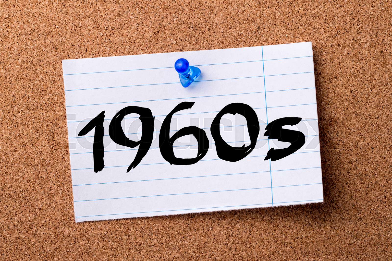 1960s - teared note paper pinned on bulletin board | Stock image ...