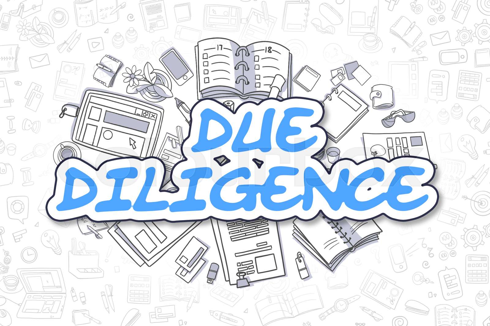 Due Diligence - Cartoon Blue Inscription. Business Concept. | Stock ...