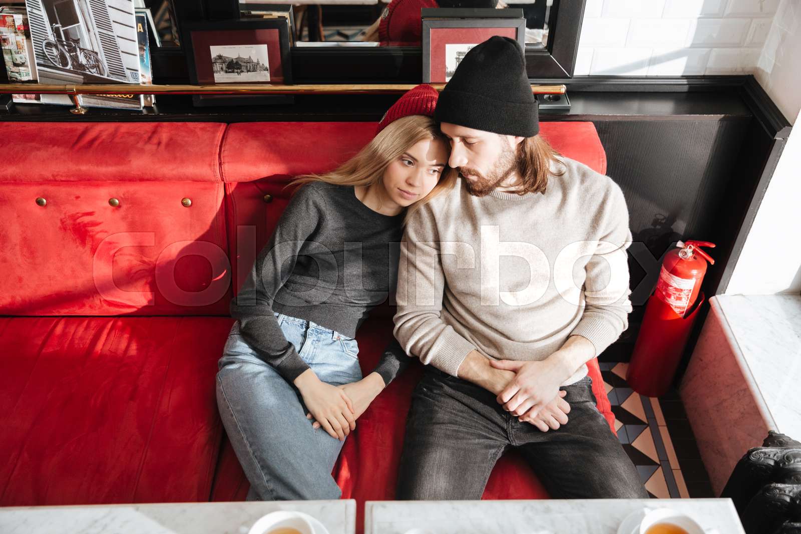 Girl lying on shoulder of man | Stock image | Colourbox