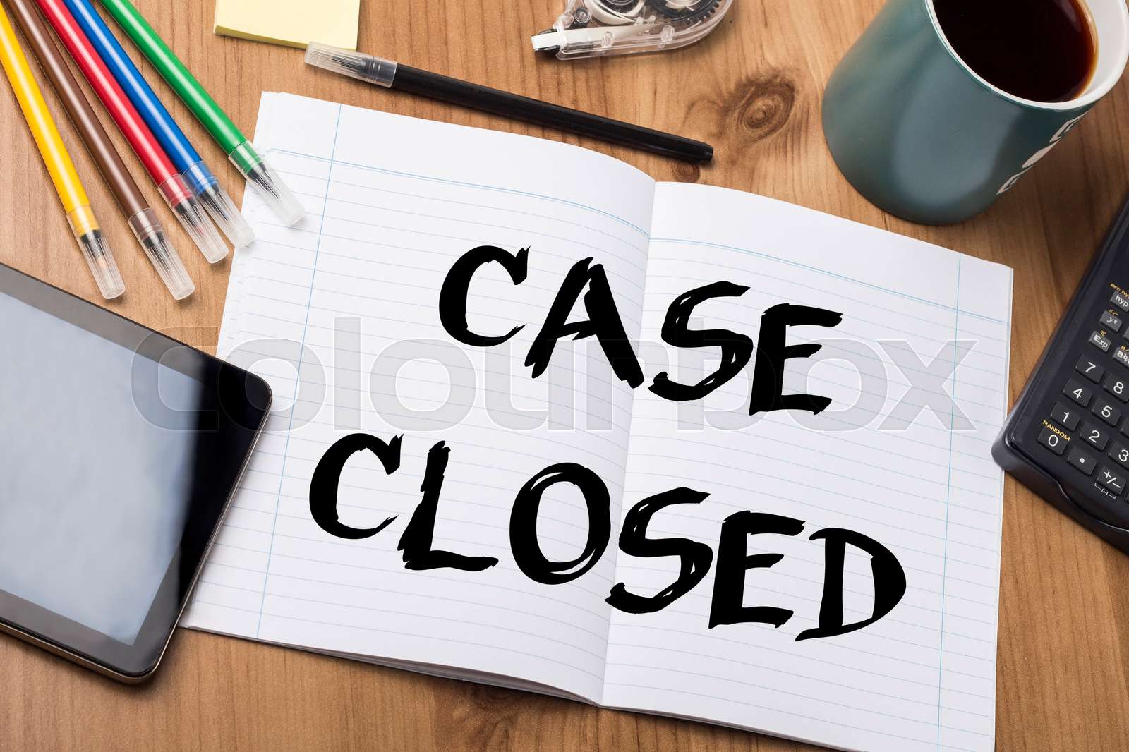 CASE CLOSED - Note Pad With Text | Stock image | Colourbox