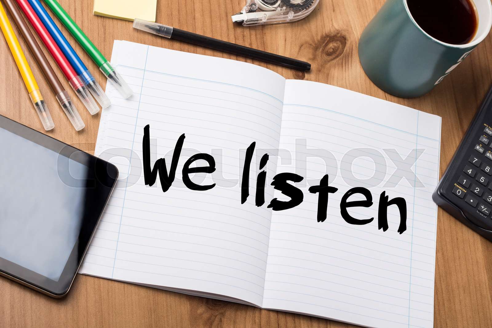 We listen - Note Pad With Text | Stock image | Colourbox