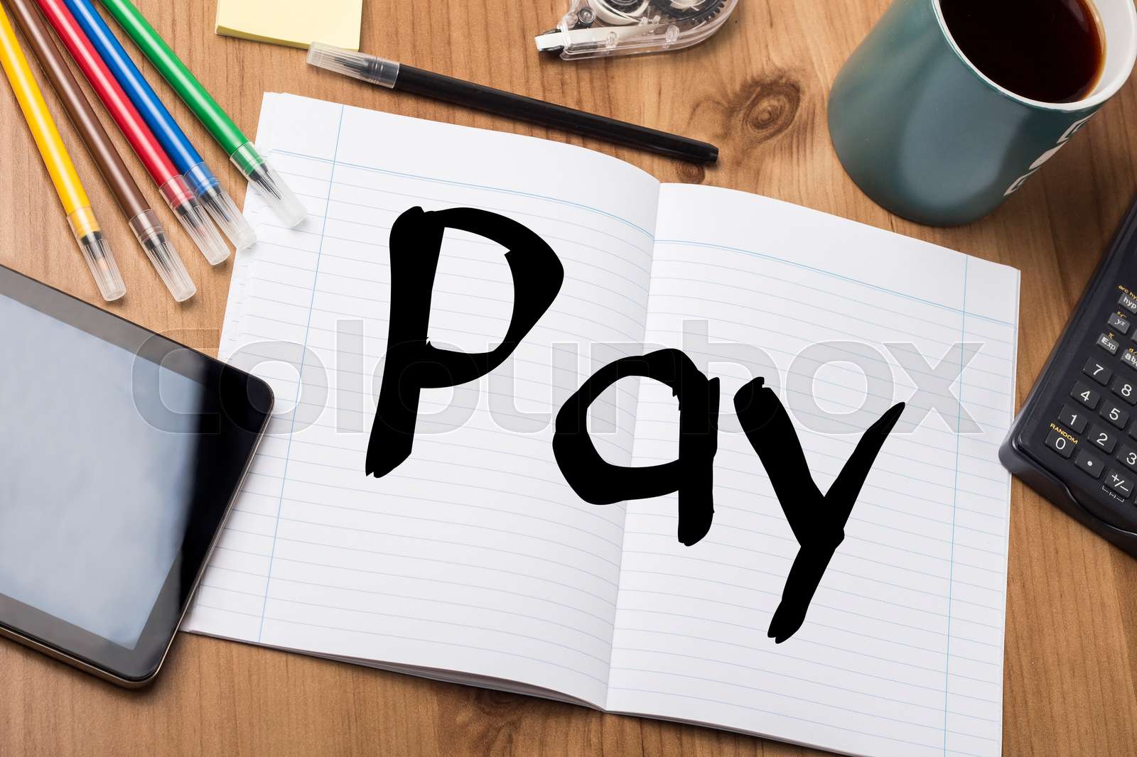 Pay - Note Pad With Text | Stock image | Colourbox